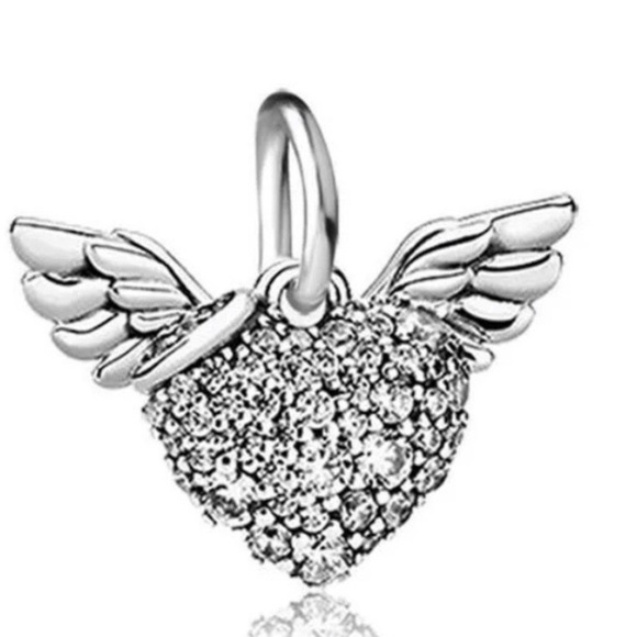 Jewelry | Crystal Angel Wings Heart Dangle Charm | Poshmark